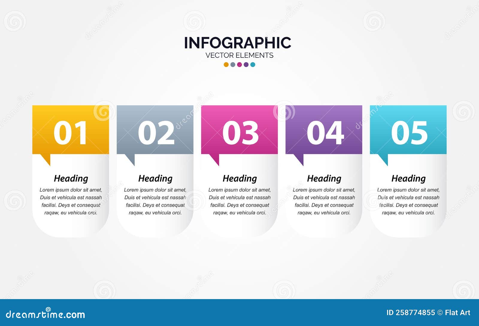 Timeline 5 Options Horizontal Infographic for Presentations Workflow ...