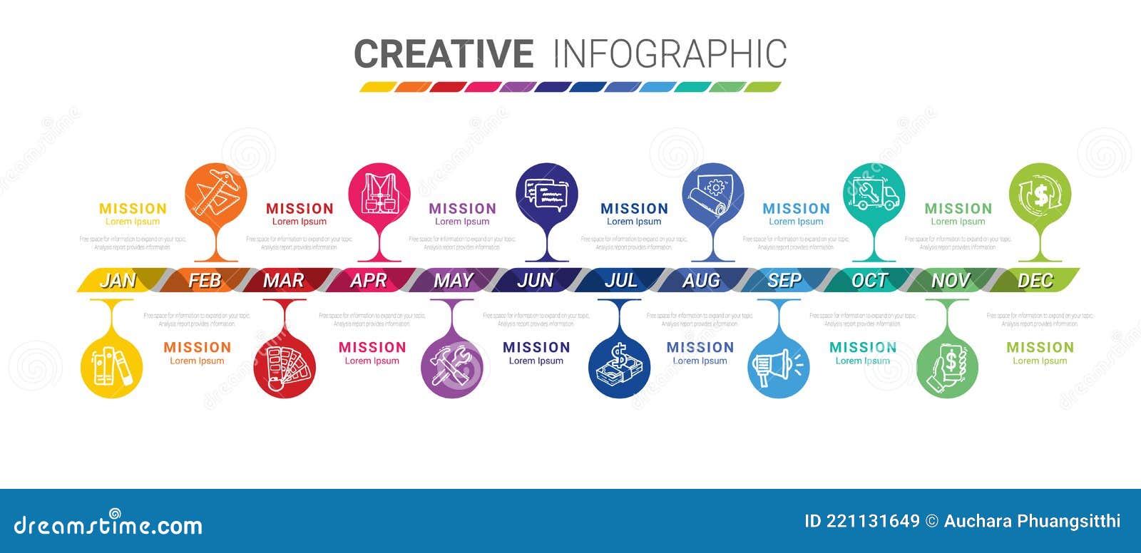 1 Year, Timeline Infographics Design Vector and Presentation Business ...