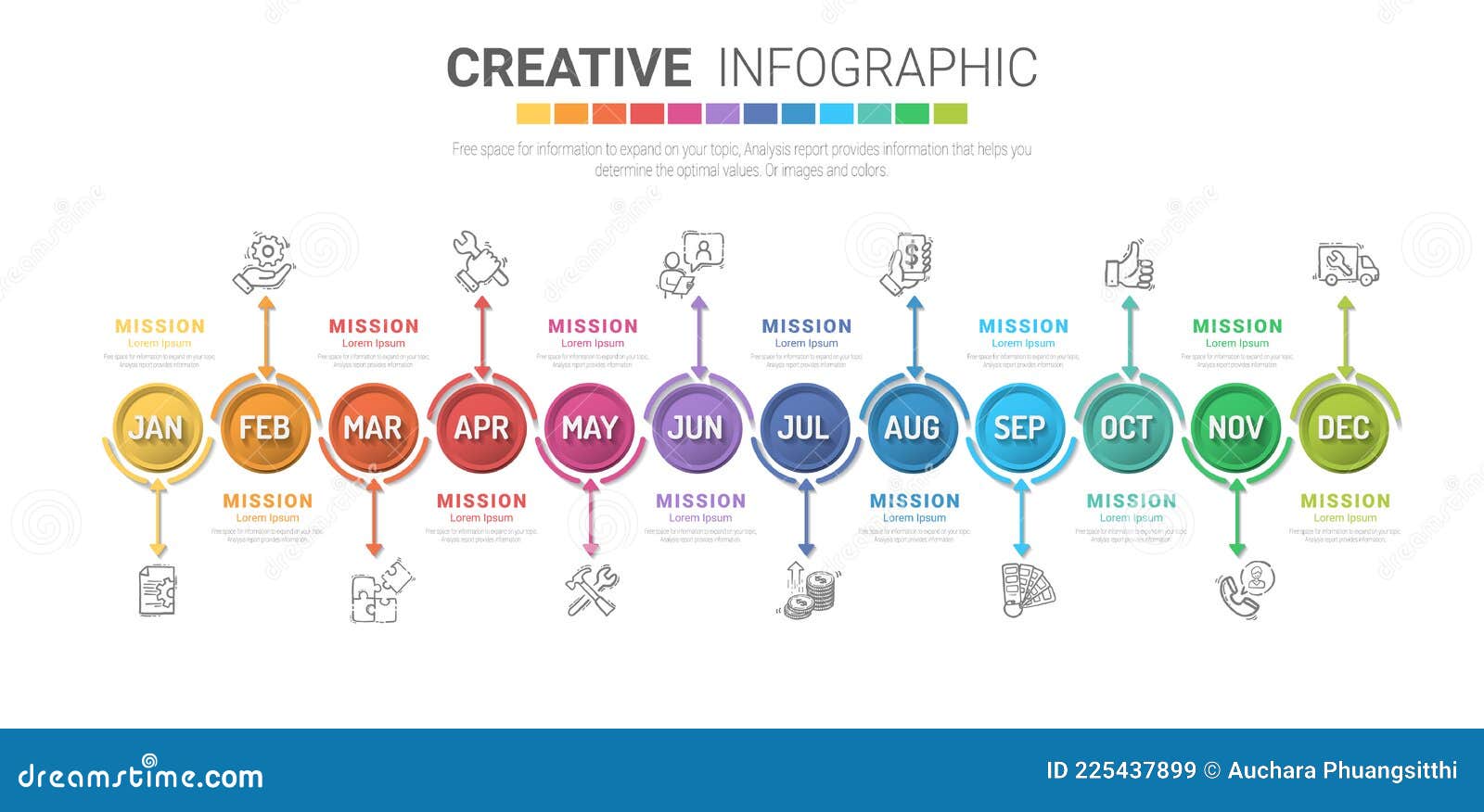 Timeline Presentation for 12 Months, 1 Year, Timeline Infographics ...