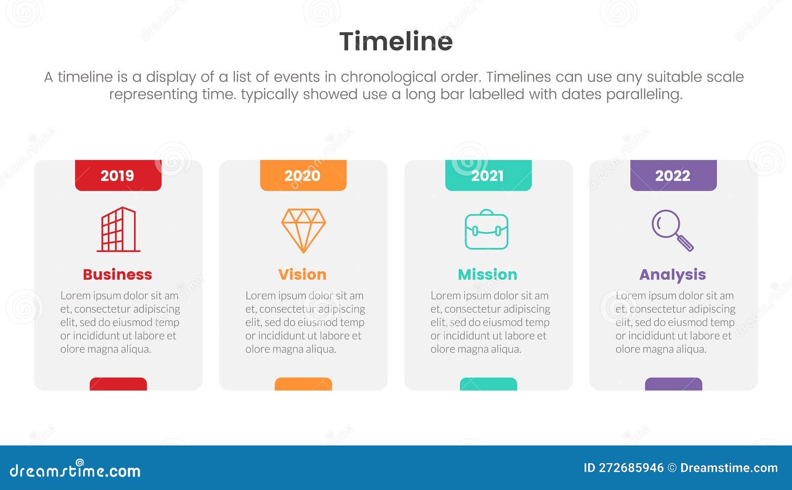 Timeline Set of Point Infographic with Big Box Rectangle Right ...