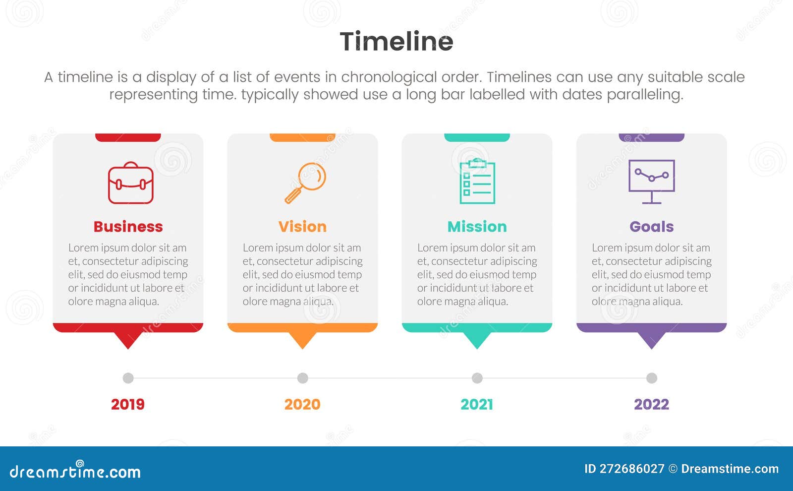 Timeline Set Of Point Infographic With 4 Point Stages And Box And ...