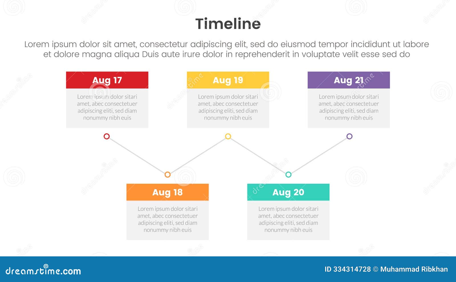 Timeline Set of Point Infographic with Calendar Box Up and Down with 5 ...