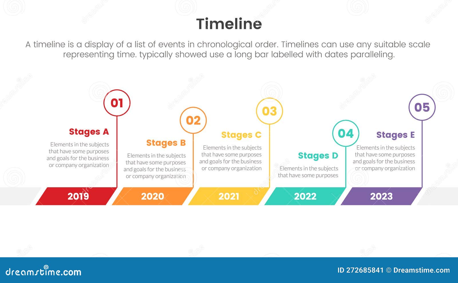 Timeline Set of Point Infographic with Circle and Skew Rectangle Shape ...