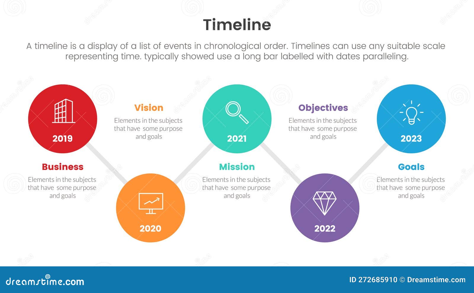 Timeline Set of Point Infographic with Connected Circle Up and Down ...