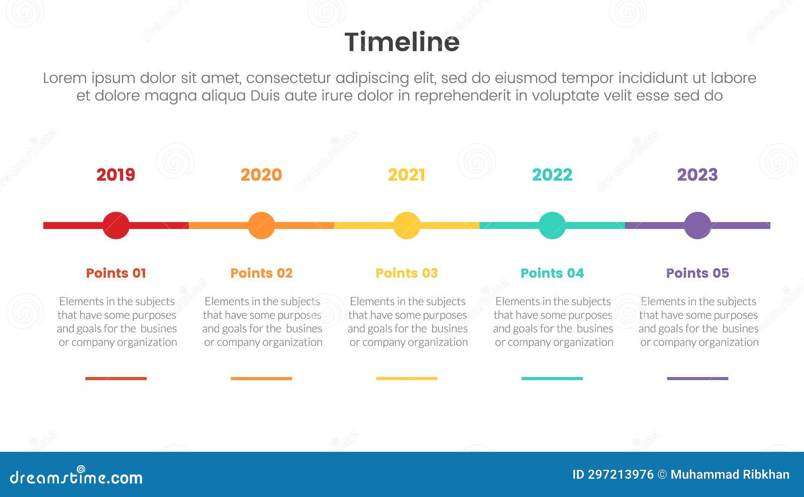Timeline Set of Point Infographic with Dot Point Time on Horizontal ...