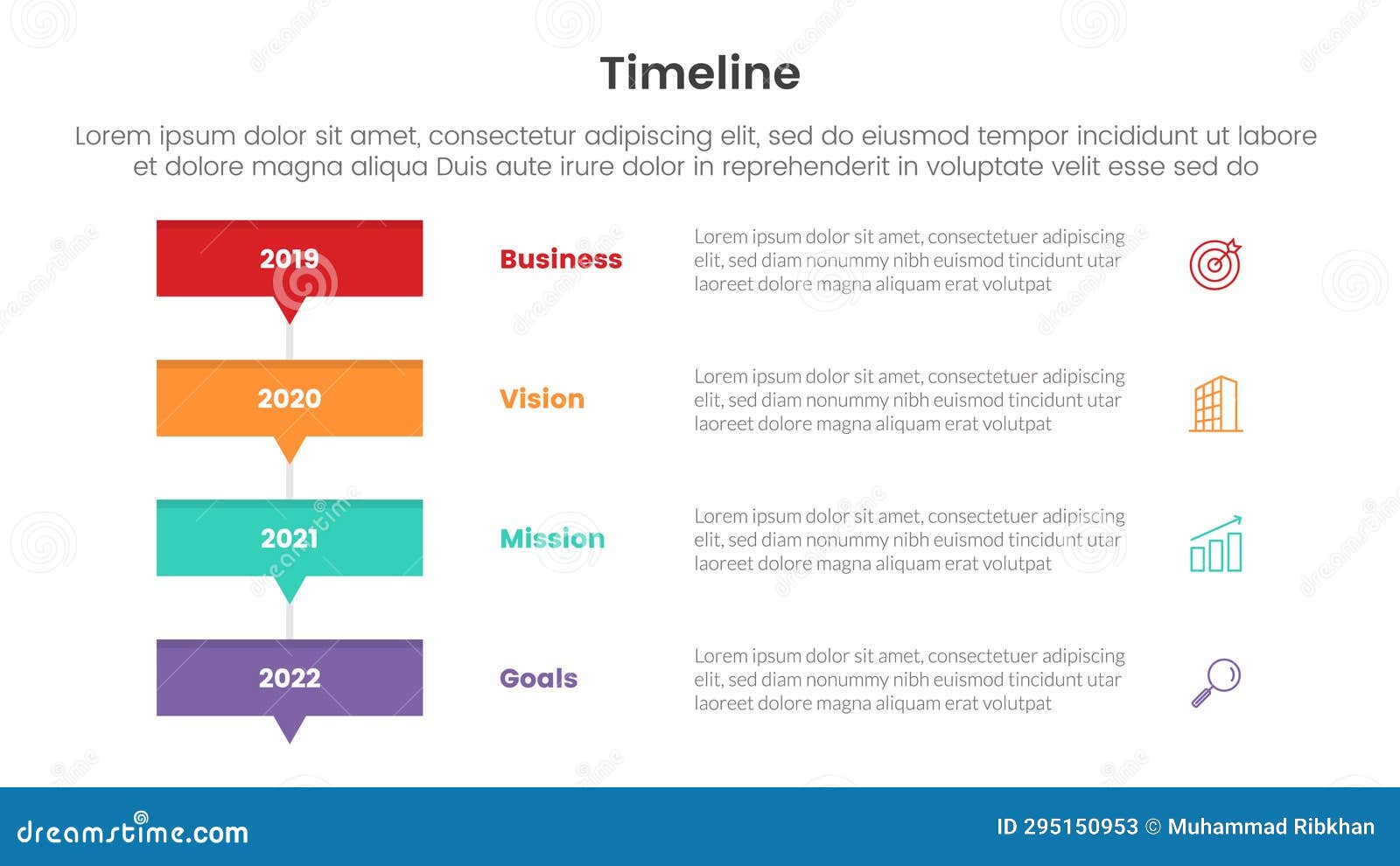 Timeline Set of Point Infographic with Rectangle Callout Stack and 4 ...
