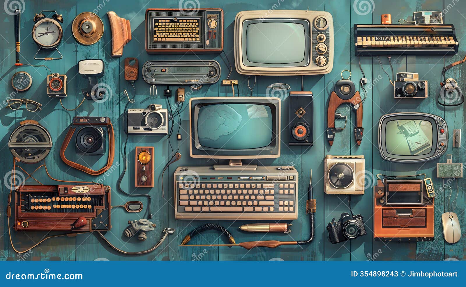 A Timeline Showing the Evolution of Technology. Stock Illustration ...