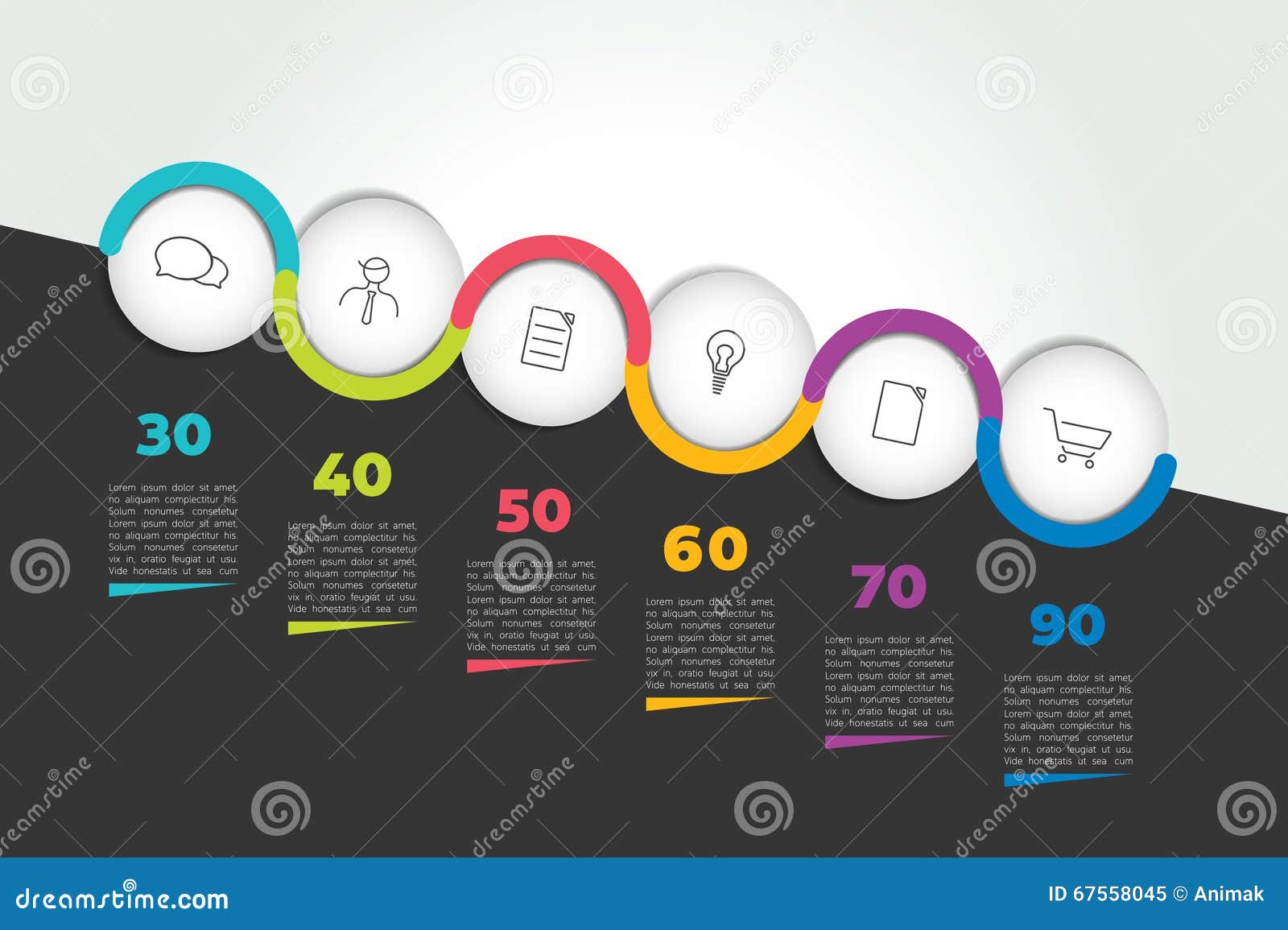 Timeline, Bubble Tmplate, Step By Step Chart. Cartoon Vector ...