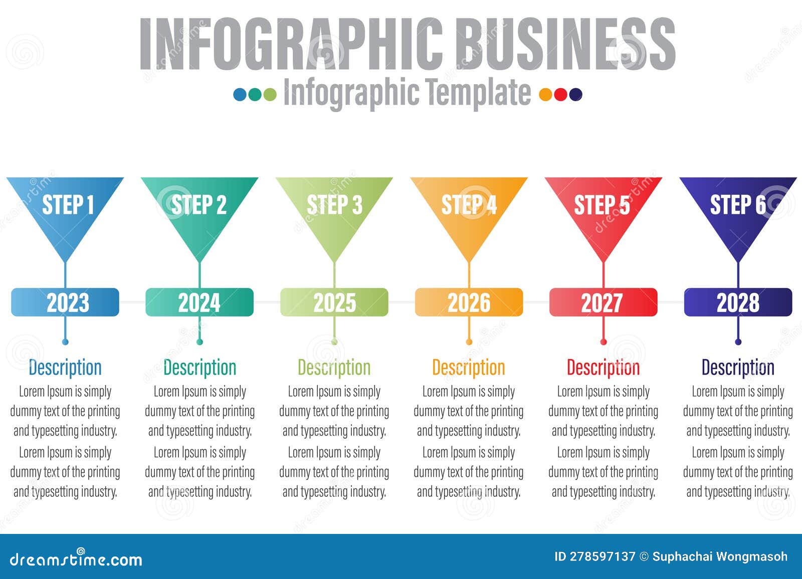 Timeline 6 Steps, Six 6 Option Shape Table Chart Elements with Steps ...
