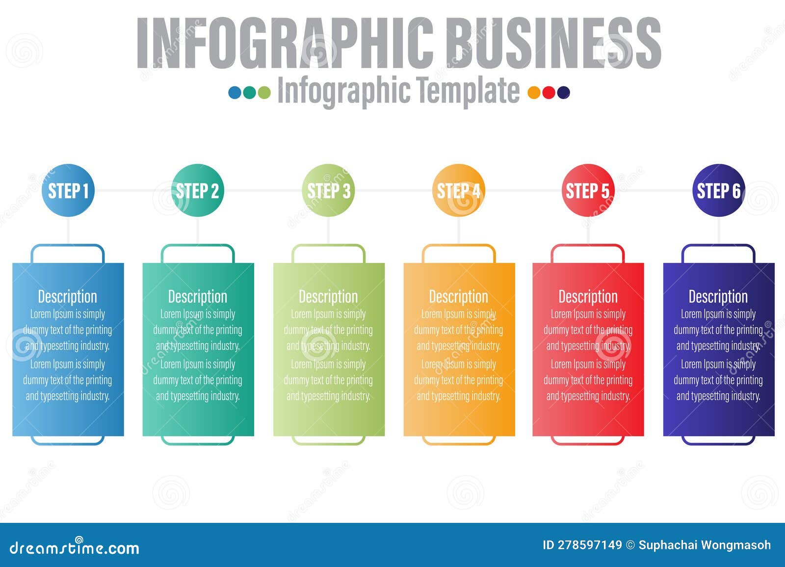 Timeline 6 Steps, Six 6 Option Shape Table Chart Elements with Steps ...