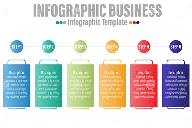 Timeline 6 Steps, Six 6 Option Shape Table Chart Elements with Steps ...