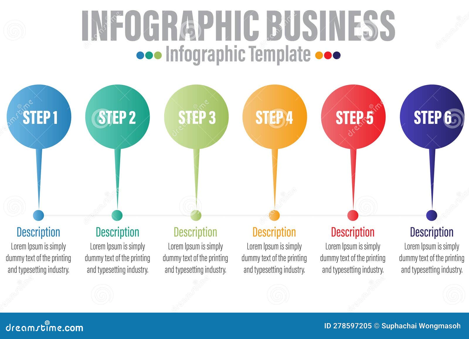 Timeline 6 Steps, Six 6 Option Shape Table Chart Elements with Steps ...