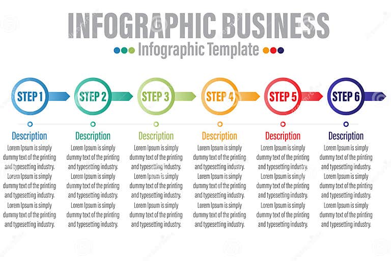 Timeline 6 Steps, Six 6 Option Shape Table Chart Elements with Steps ...