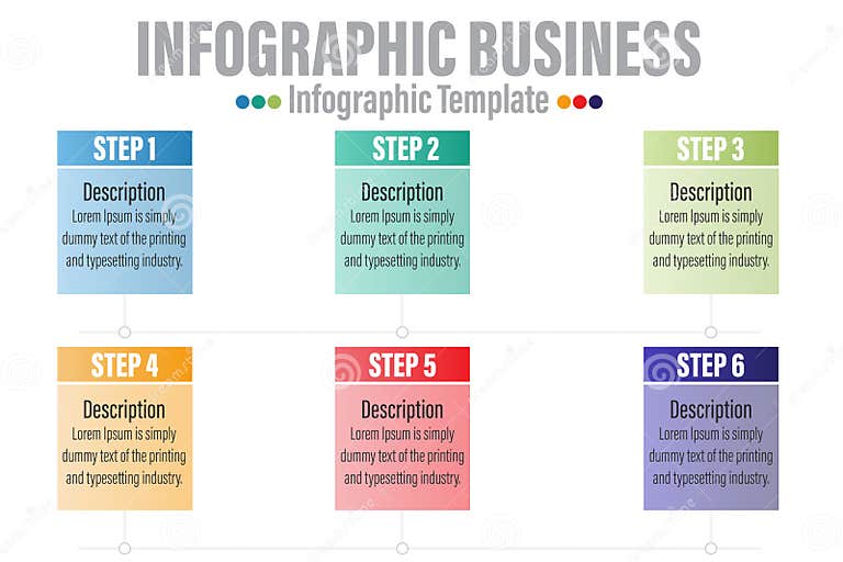 Timeline 6 Steps, Six 6 Option Shape Table Chart Elements with Steps ...