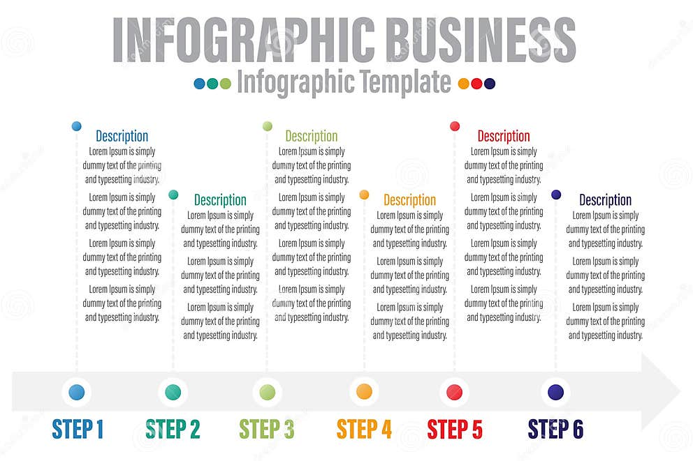 Timeline 6 Steps, Six 6 Option Shape Table Chart Elements with Steps ...