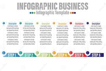 Timeline 6 Steps, Six 6 Option Shape Table Chart Elements with Steps ...