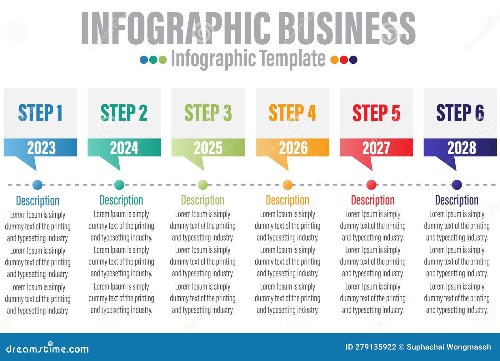 Timeline 6 Steps, Six 6 Option Shape Table Chart Elements With Steps ...