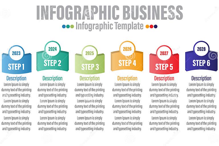 Timeline 6 Steps, Six 6 Option Shape Table Chart Elements with Steps ...