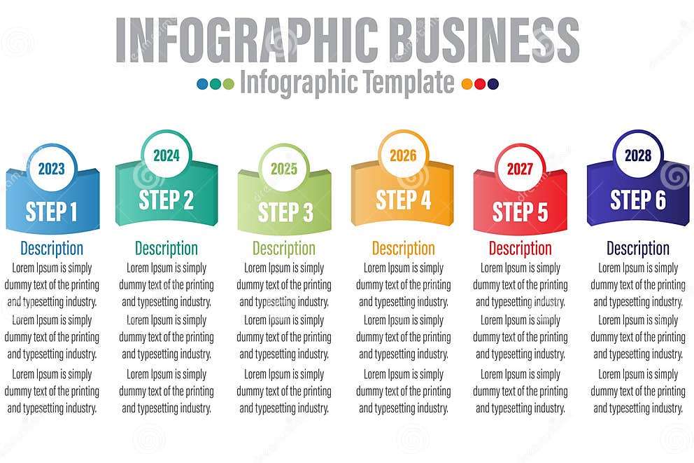 Timeline 6 Steps, Six 6 Option Shape Table Chart Elements with Steps ...