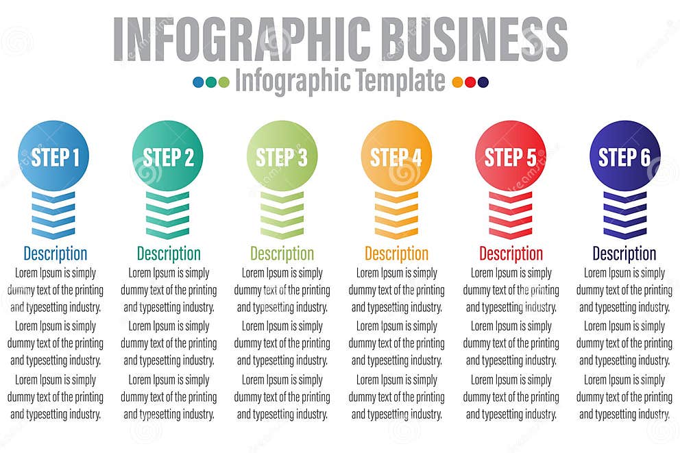 Timeline 6 Steps, Six 6 Option Shape Table Chart Elements with Steps ...