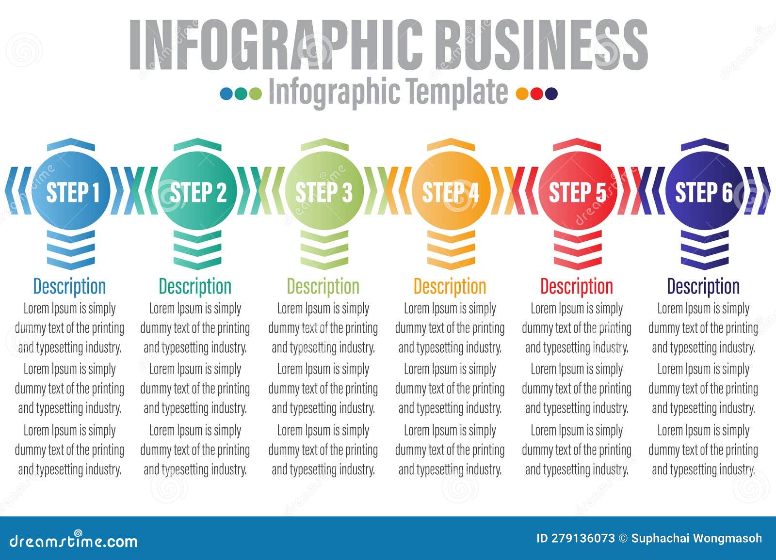 Timeline 6 Steps, Six 6 Option Shape Table Chart Elements with Steps ...