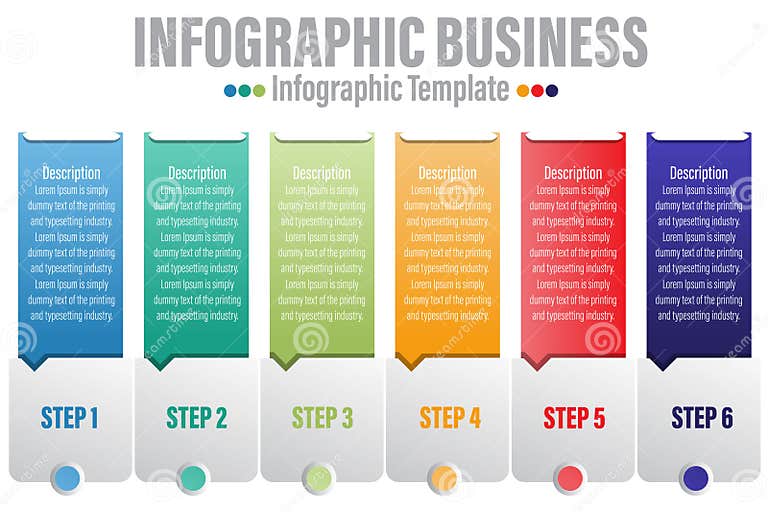 Timeline 6 Steps, Six 6 Option Shape Table Chart Elements with Steps ...