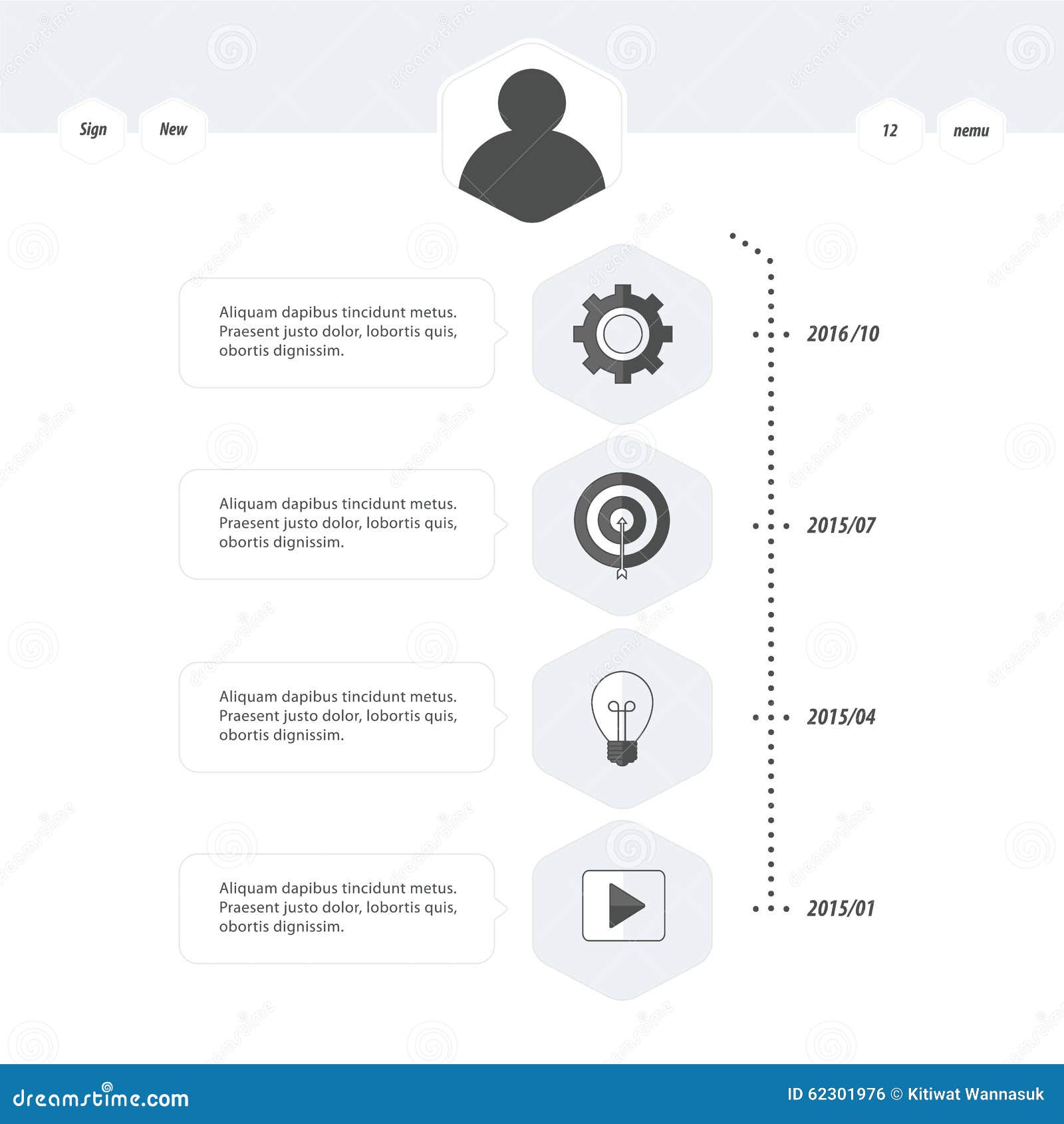 Timeline Template Black and White Style Stock Vector - Illustration of ...