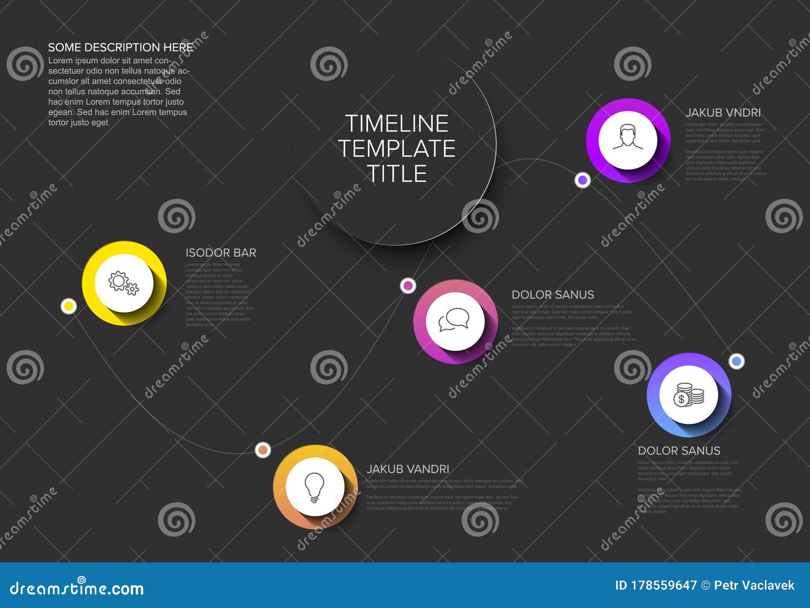 Timeline Template with Circle Buttons Stock Vector - Illustration of ...