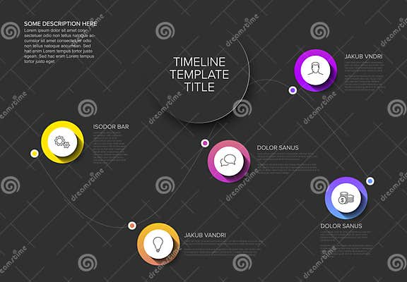 Timeline Template with Circle Buttons Stock Vector - Illustration of ...