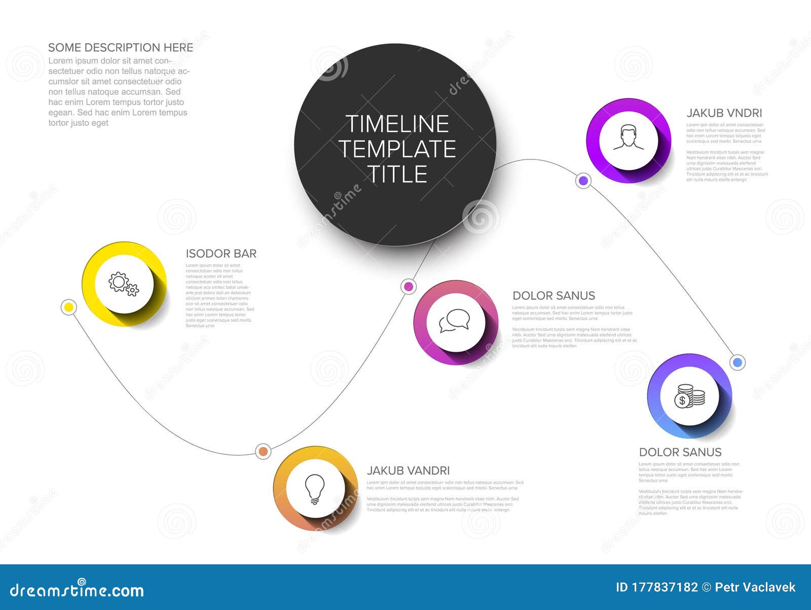 Timeline Template with Circle Buttons Stock Vector - Illustration of ...