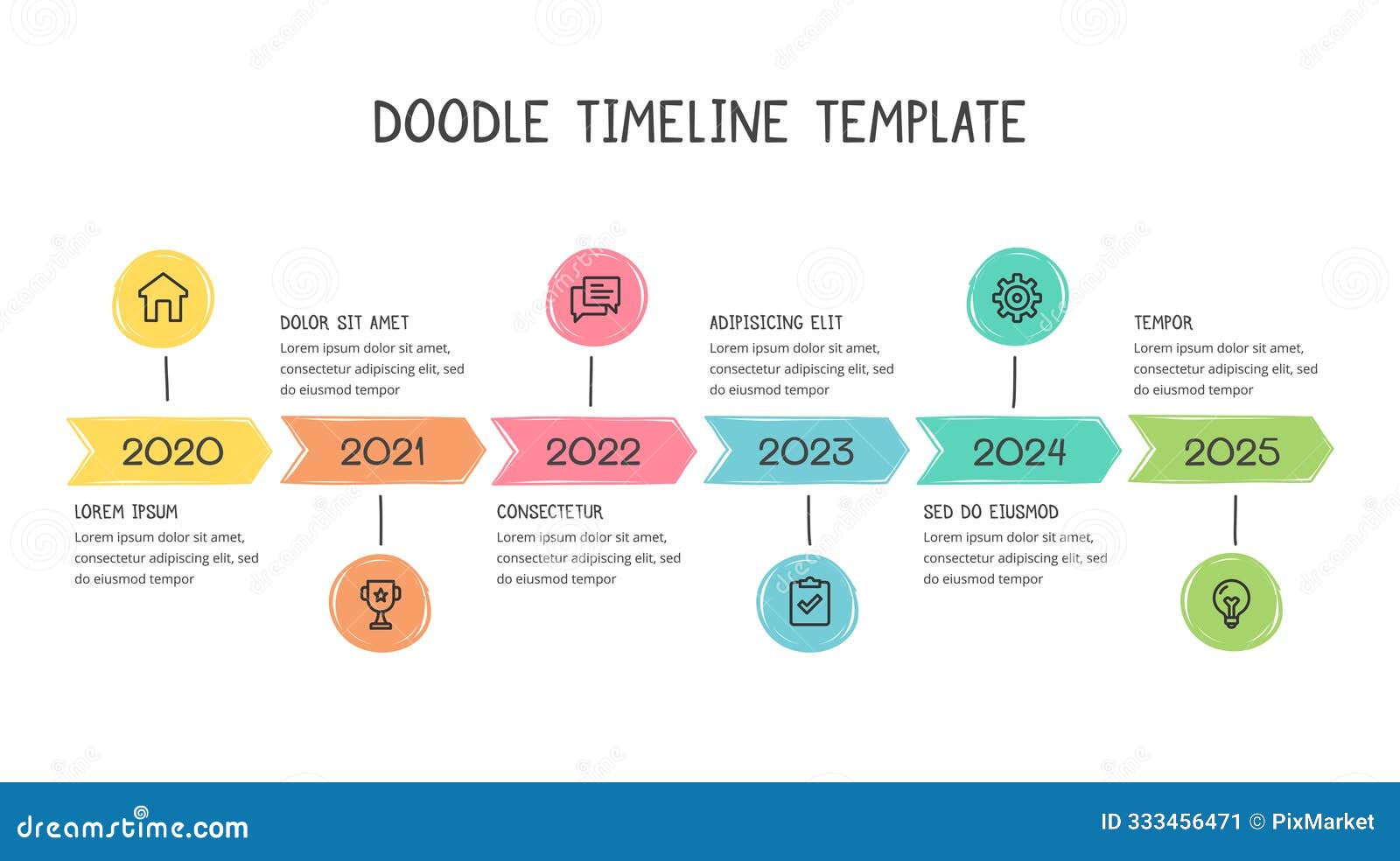 Timeline Template - Doodle Style Infographics Stock Illustration ...