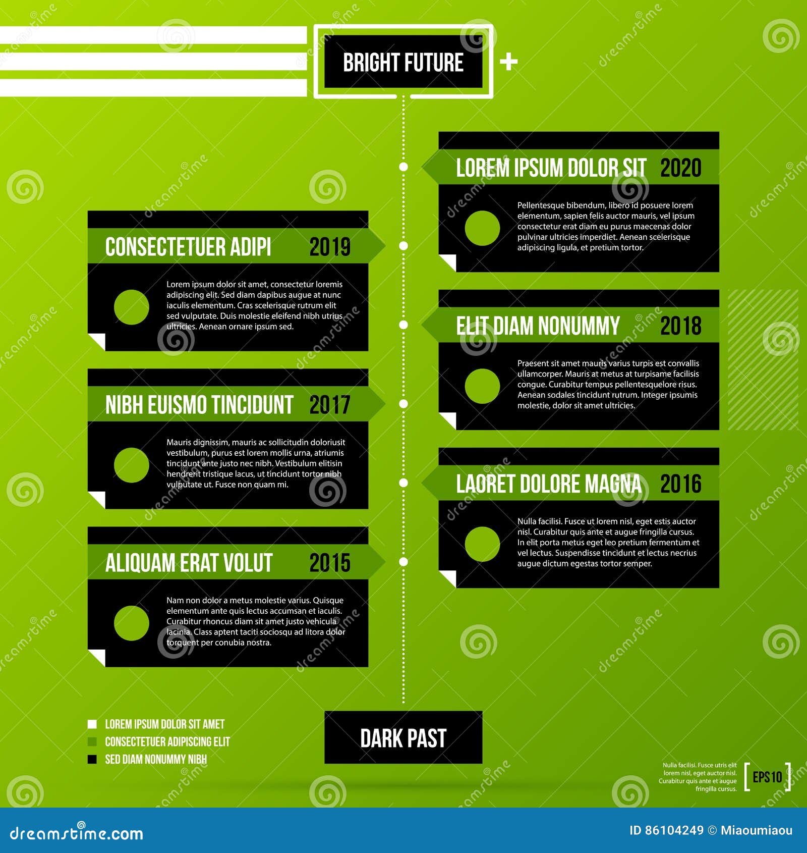 Timeline Template on Fresh Green Background Stock Vector - Illustration ...