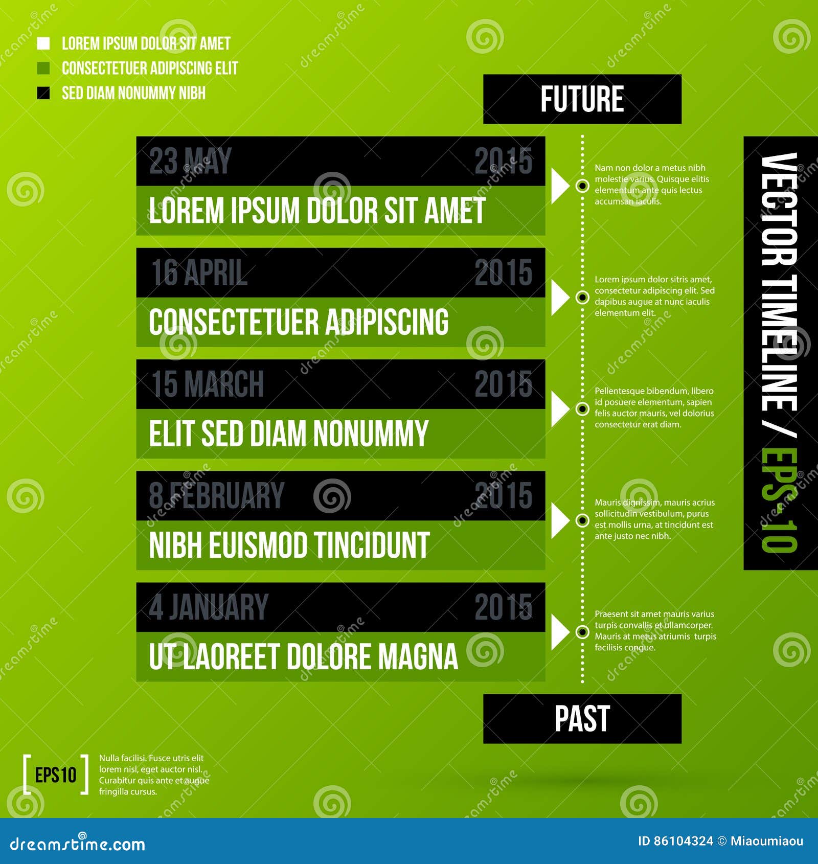 Timeline Template On Fresh Green Background Stock Vector - Illustration ...