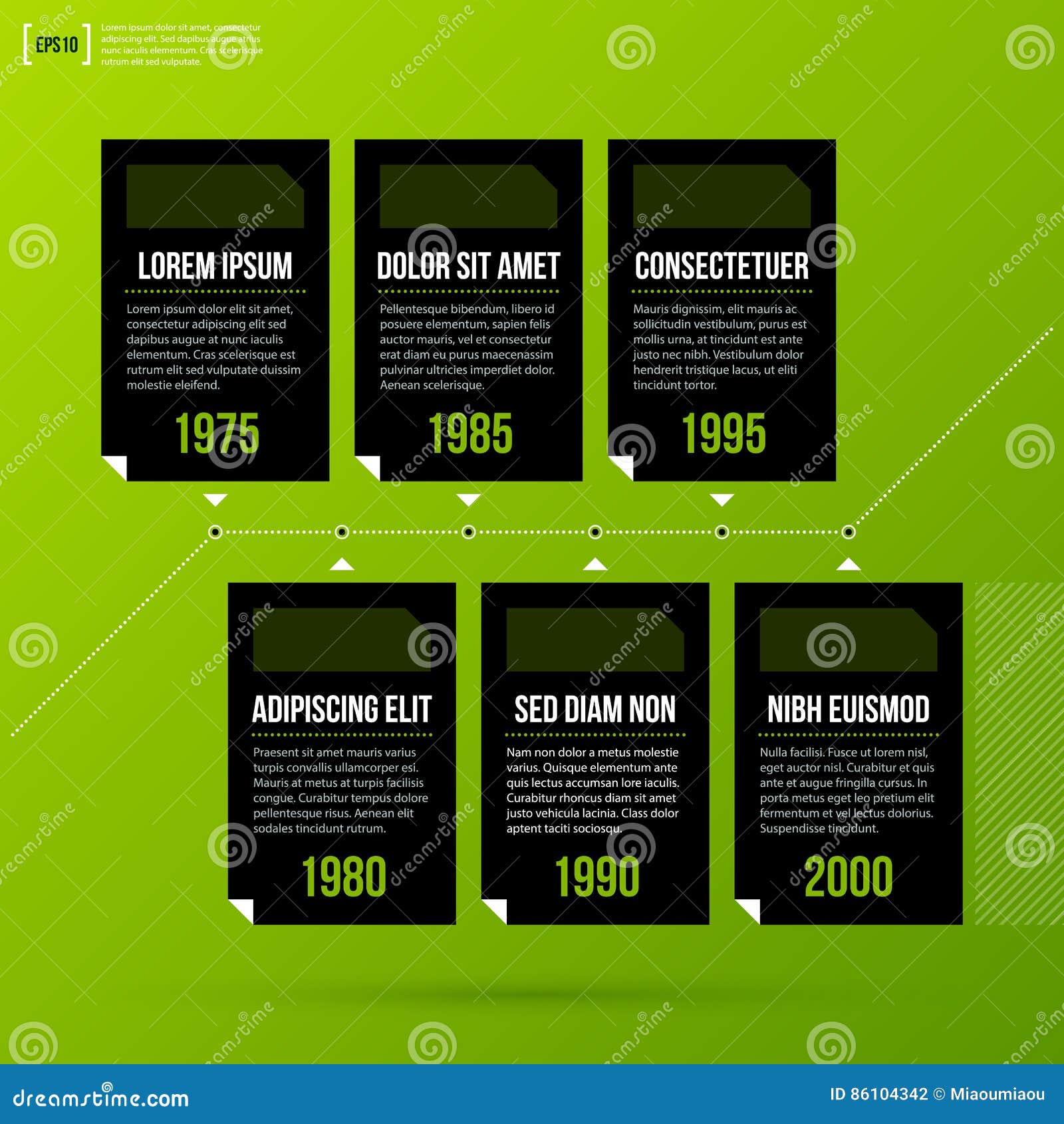 Timeline Template on Fresh Green Background Stock Vector - Illustration ...