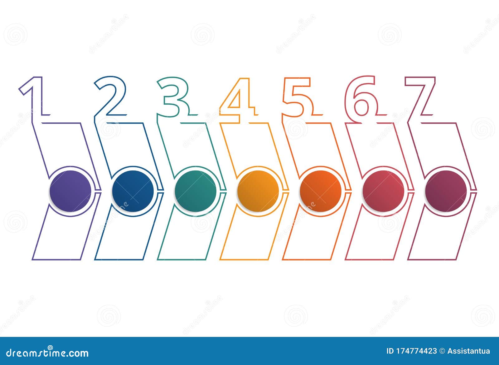 Timeline Template from Horizontal Arrows 7 Positions Stock Illustration ...