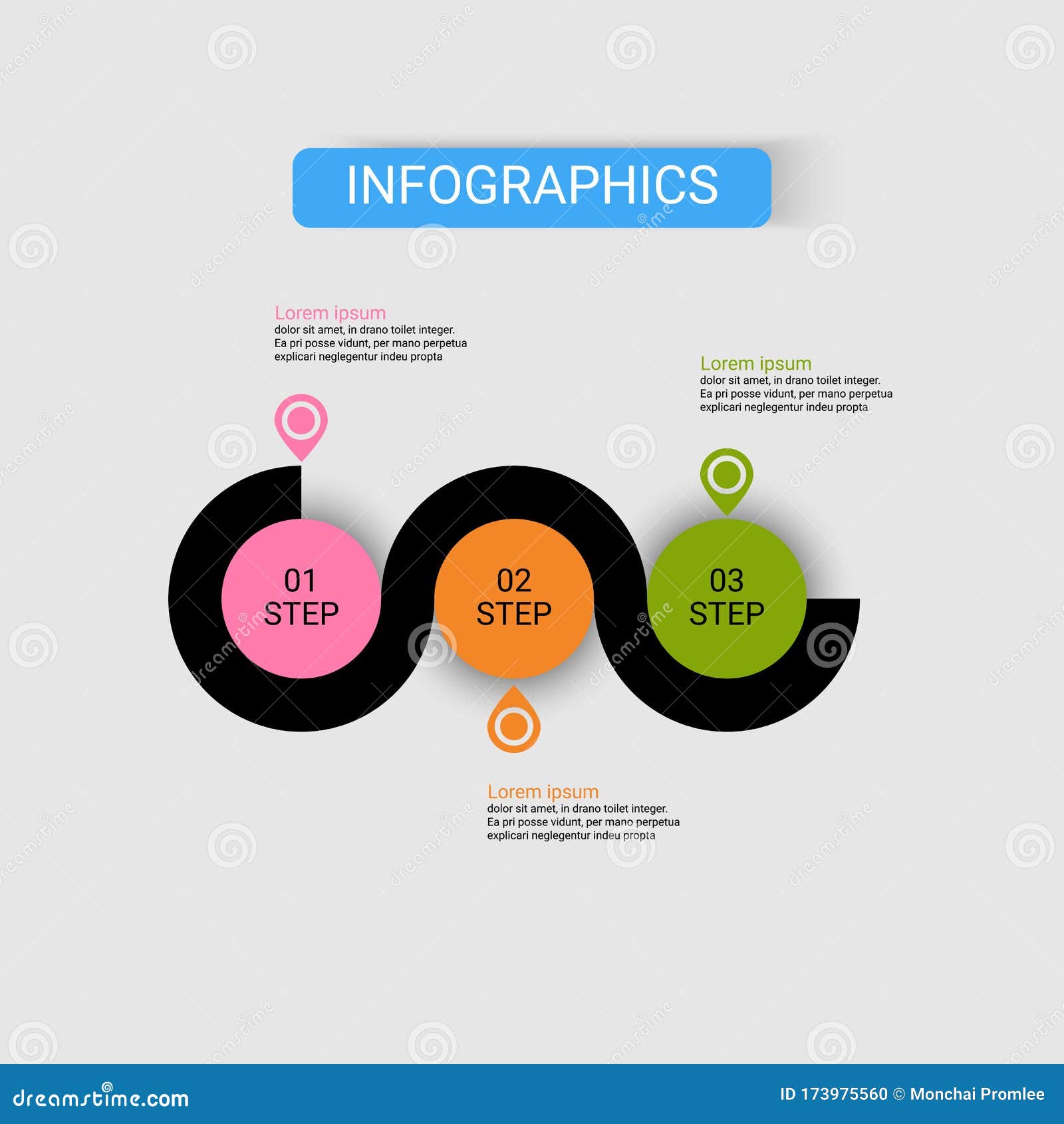 Timeline Three Steps Infographics Design Vector Template with 3 Options ...