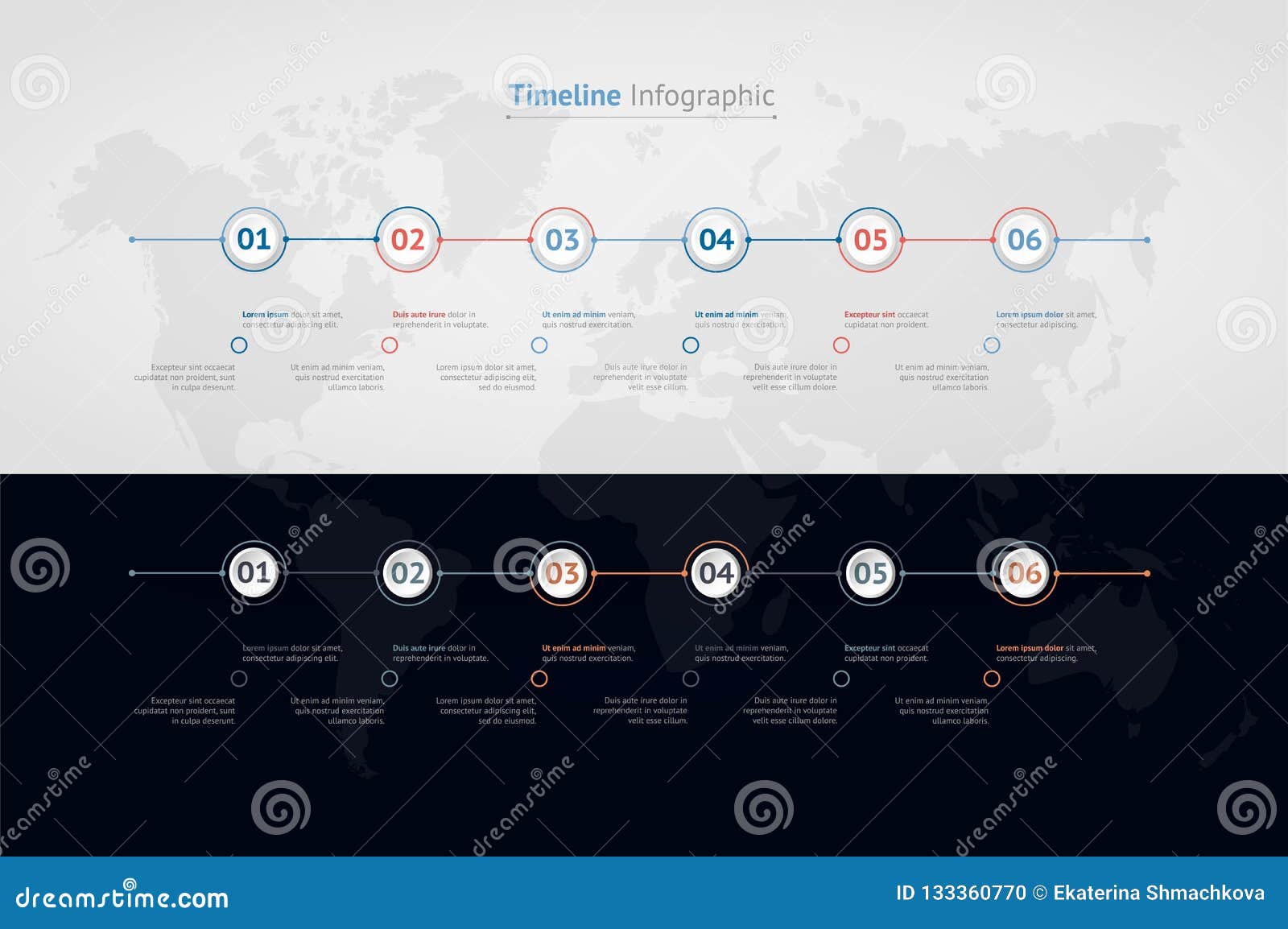 Timeline Vector Infographic. World Map Stock Vector - Illustration of ...