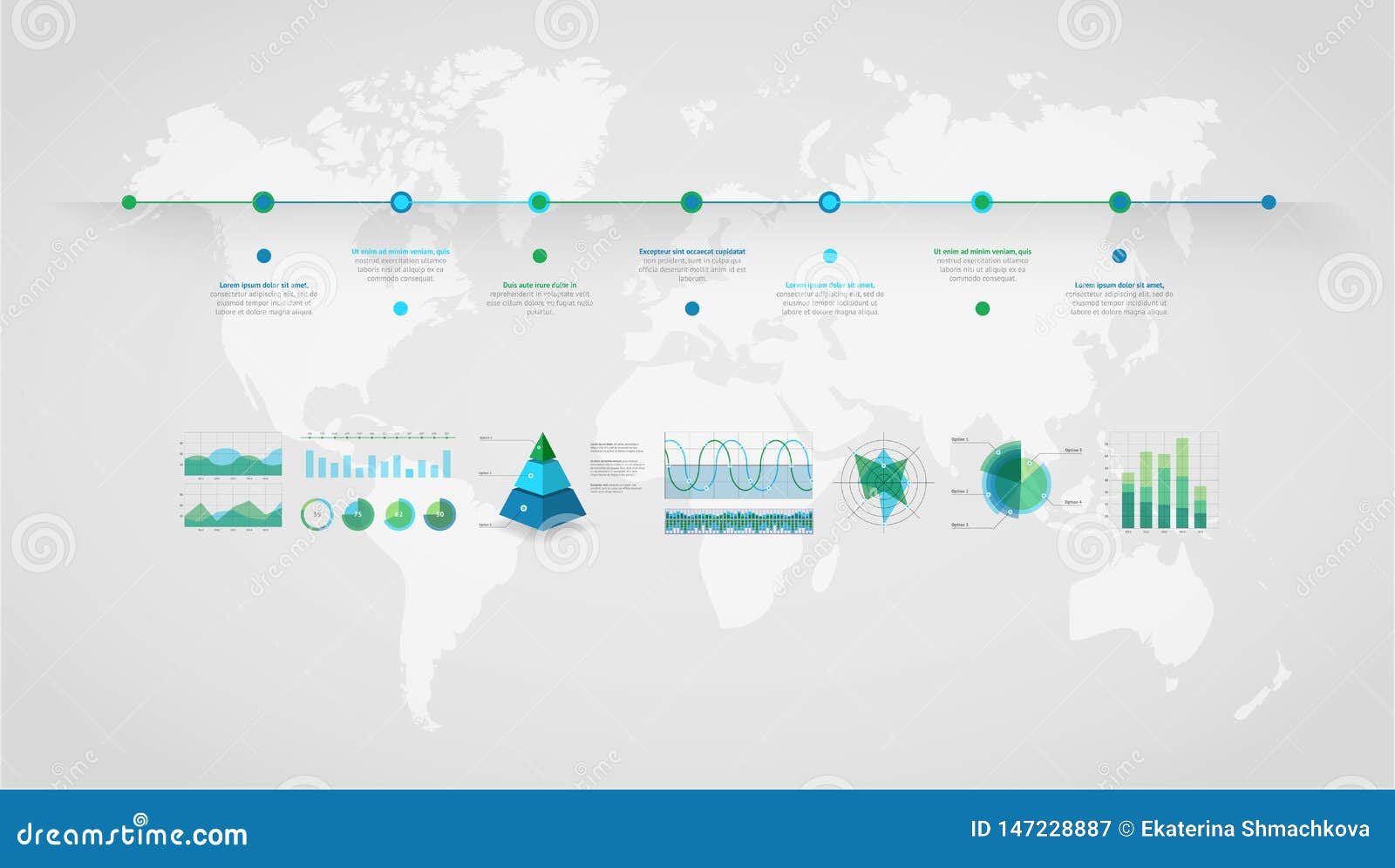 Timeline Vector Infographic. World Map Stock Illustration ...