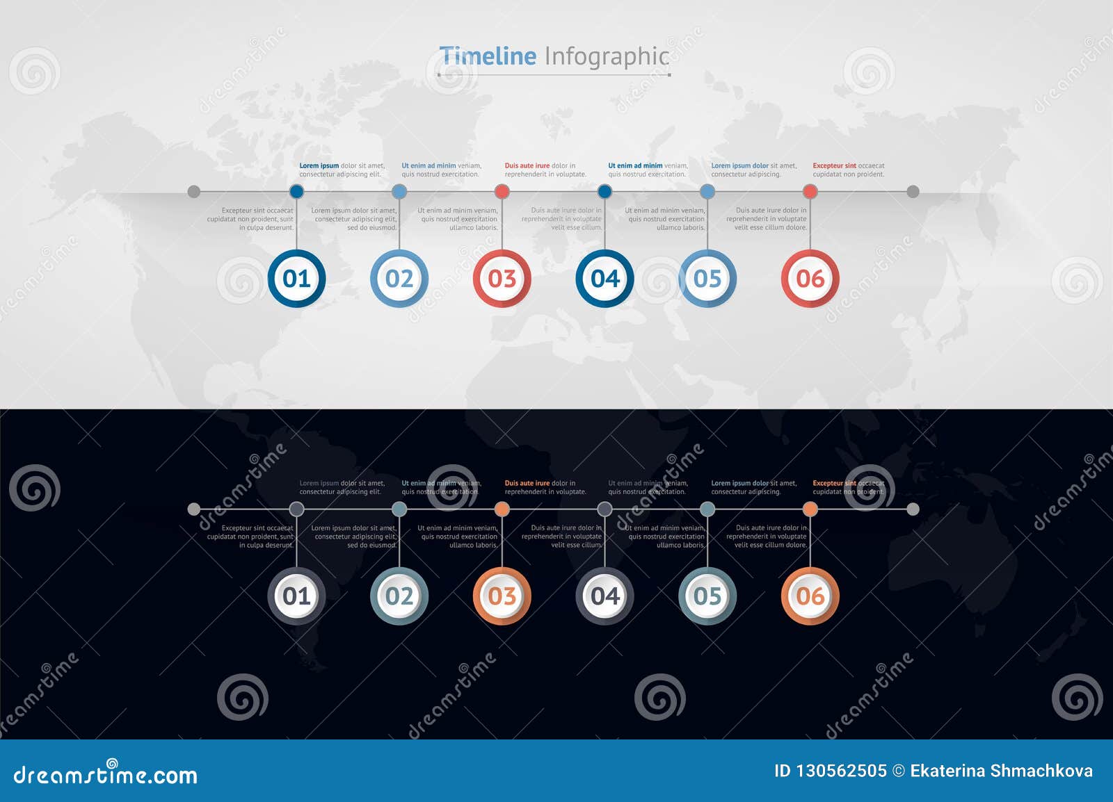 Timeline Vector Infographic. World Map Stock Vector - Illustration of ...