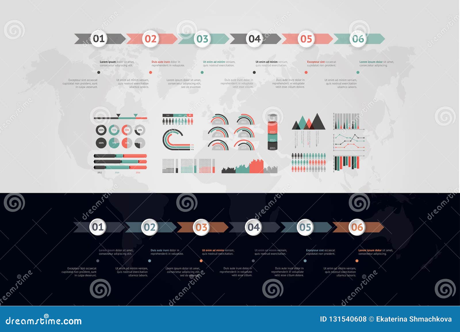 Timeline Vector Infographic. World Map Stock Illustration ...