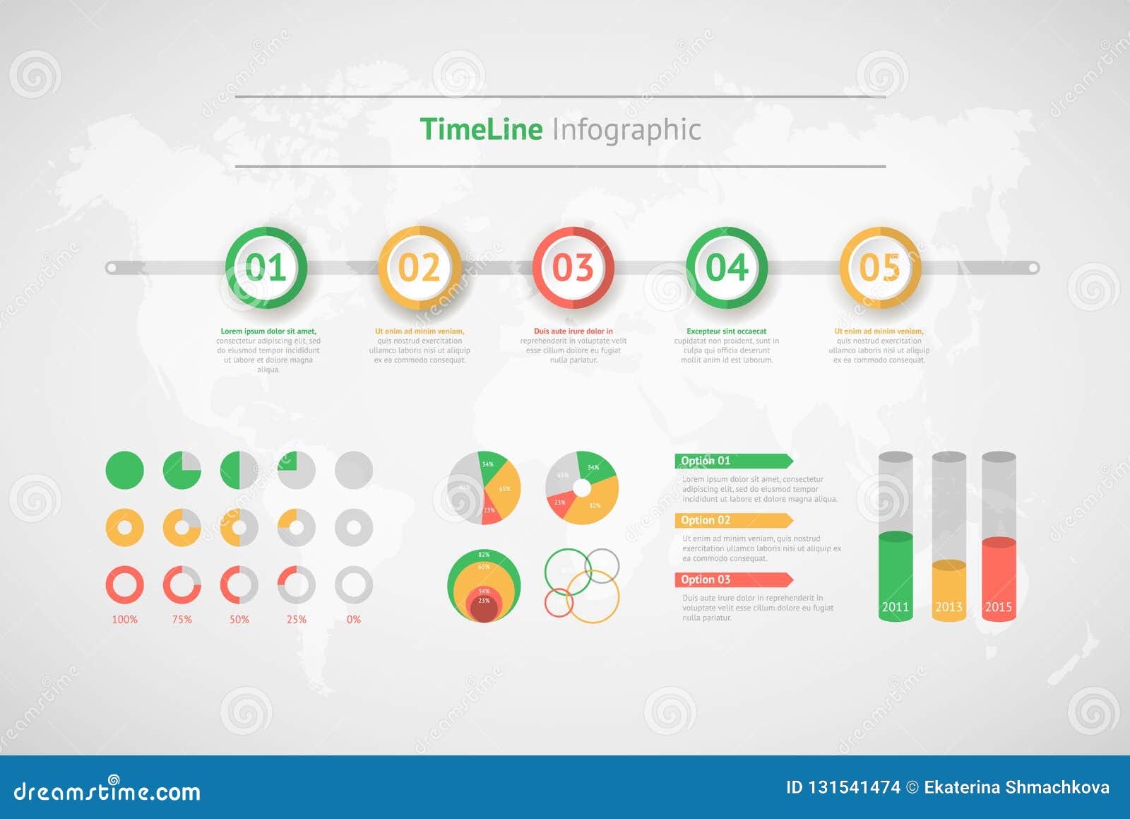 Timeline Vector Infographic. World Map Stock Vector - Illustration of ...