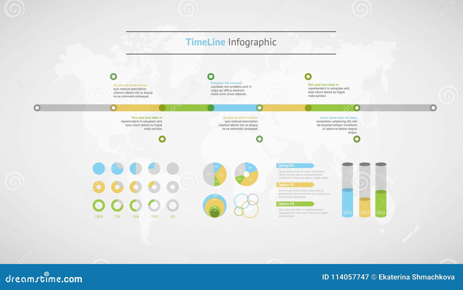 Timeline Vector Infographic. World Map Stock Illustration ...