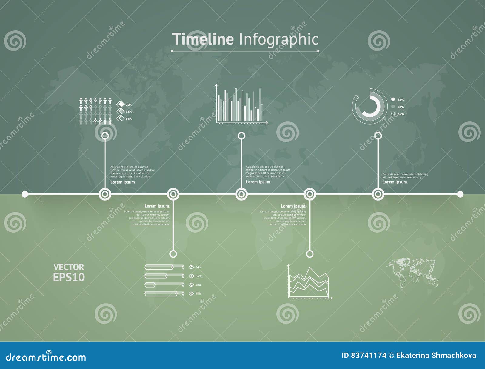 Timeline Vector Infographic. World Map Stock Vector - Illustration of ...