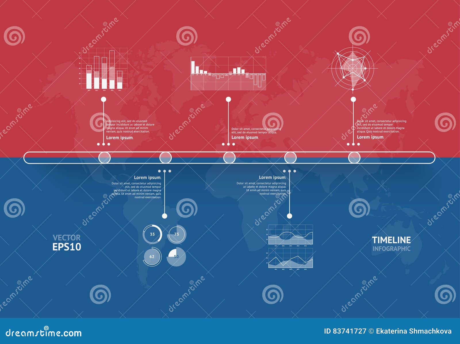 Timeline Vector Infographic. World Map Stock Vector - Illustration of ...