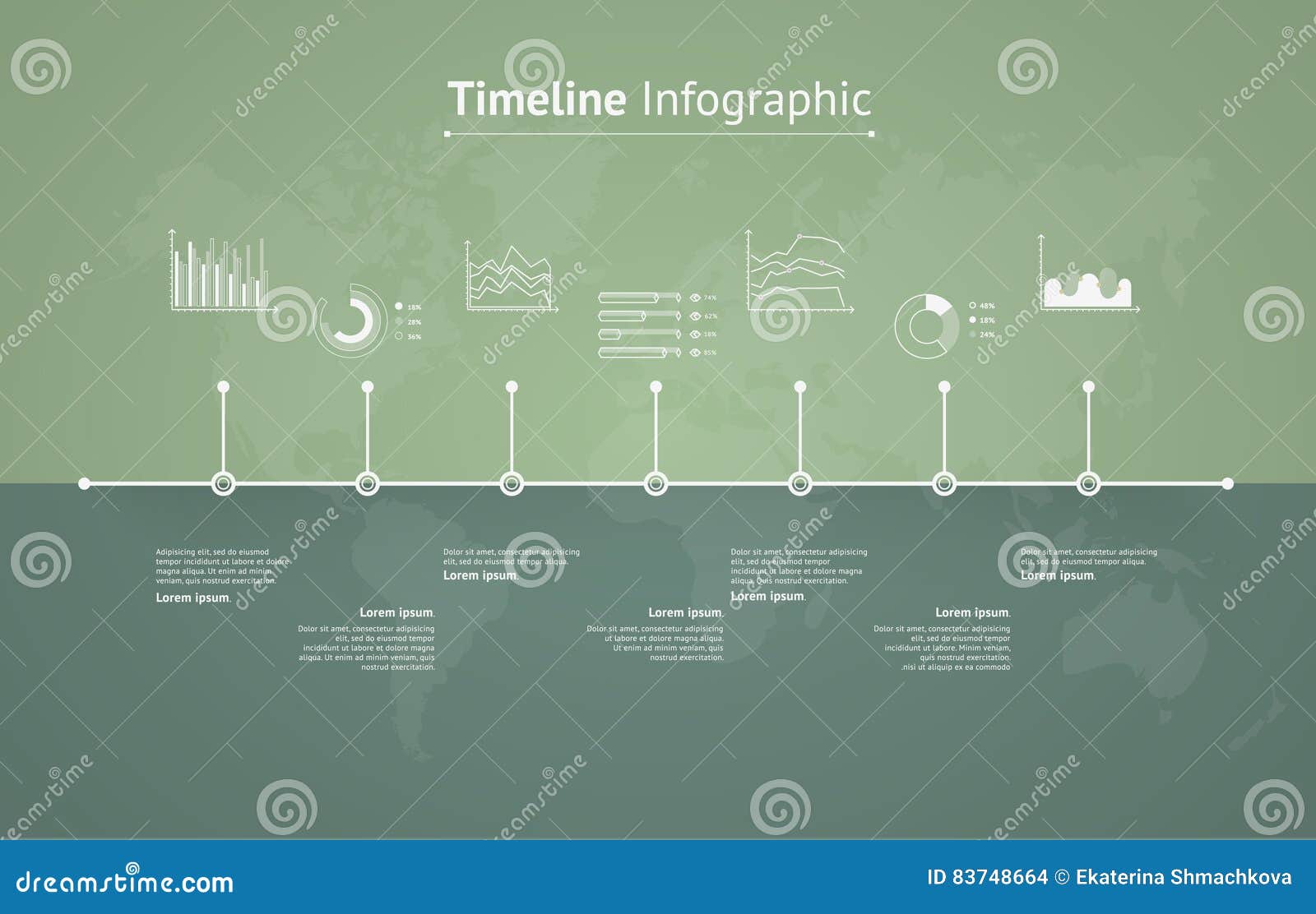 Timeline Vector Infographic. World Map Stock Vector - Illustration of ...