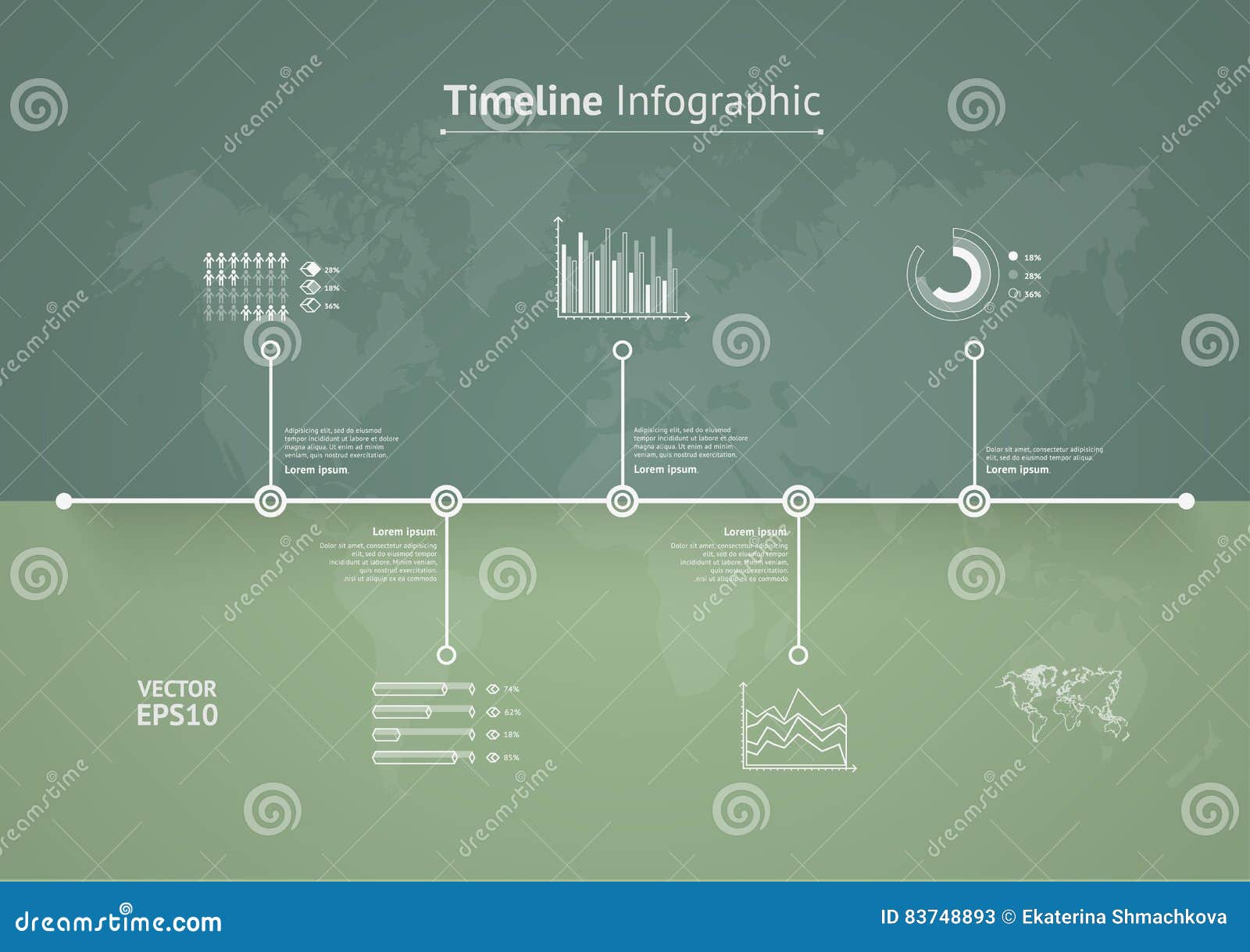 Timeline Vector Infographic. World Map Stock Vector - Illustration of ...