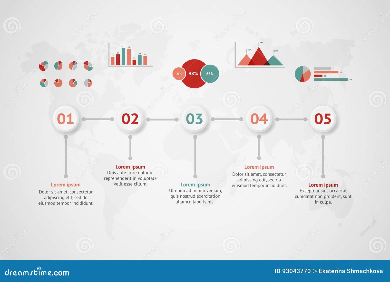 Timeline Vector Infographic. World Map Stock Vector - Illustration of ...