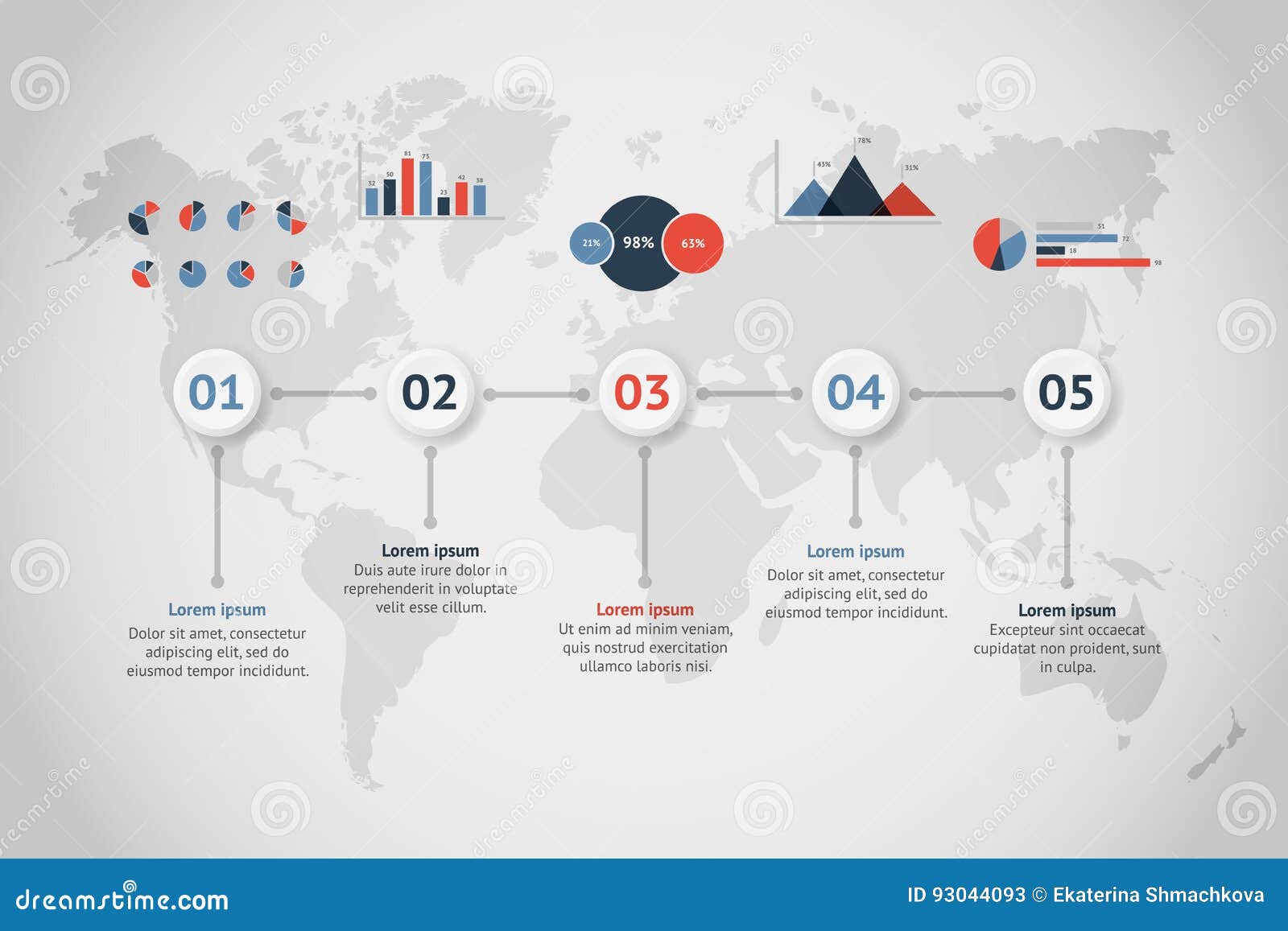 Timeline Vector Infographic. World Map Stock Vector - Illustration of ...