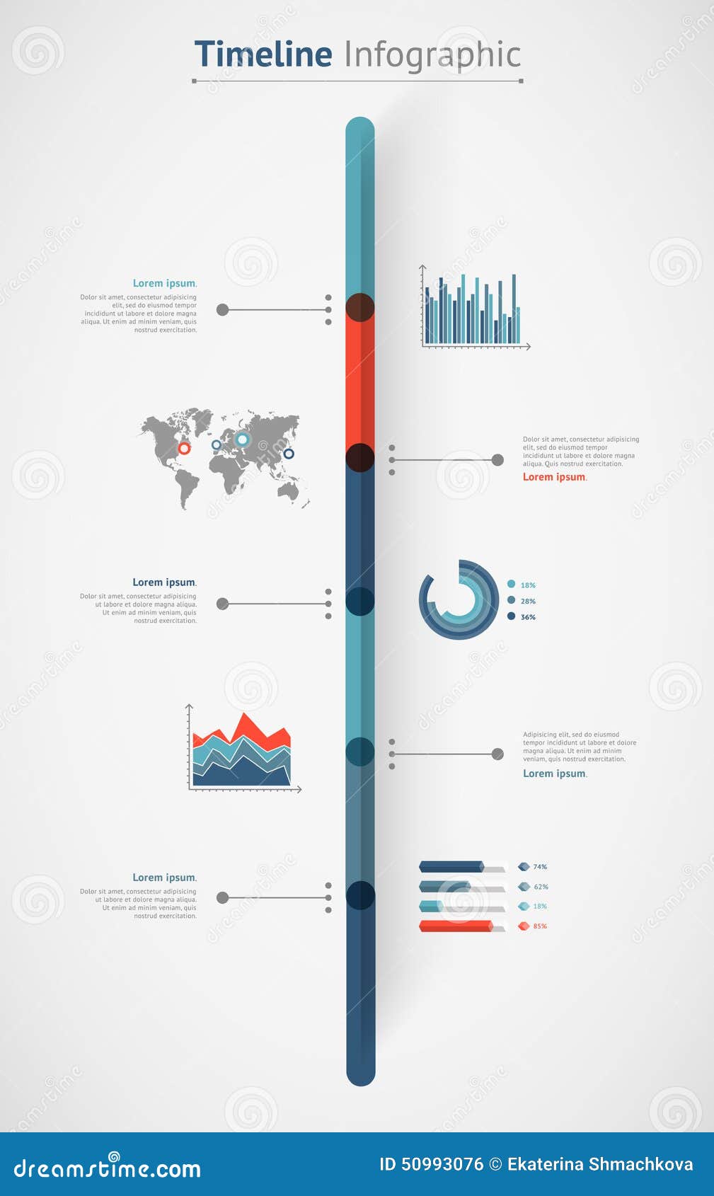 Timeline Vector Infographic. World Map Stock Vector - Illustration of ...