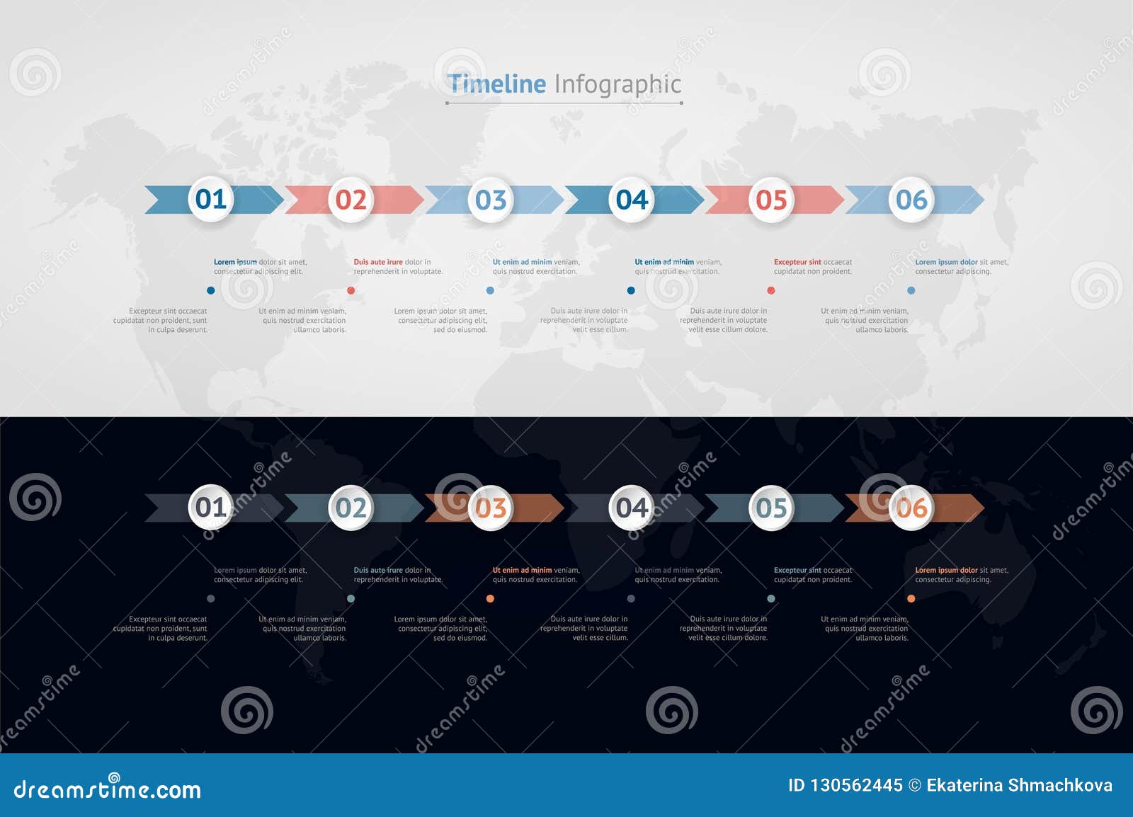 Timeline Vector Infographic. World Map Stock Vector - Illustration of ...
